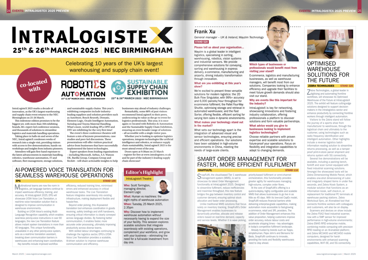 Doors now open for IntraLogisteX 2025! | Logistics Manager